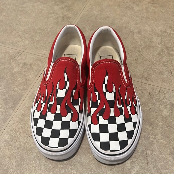 Vans | Shoes | Womens 65 Checkered Red Drip Vans | Poshmark